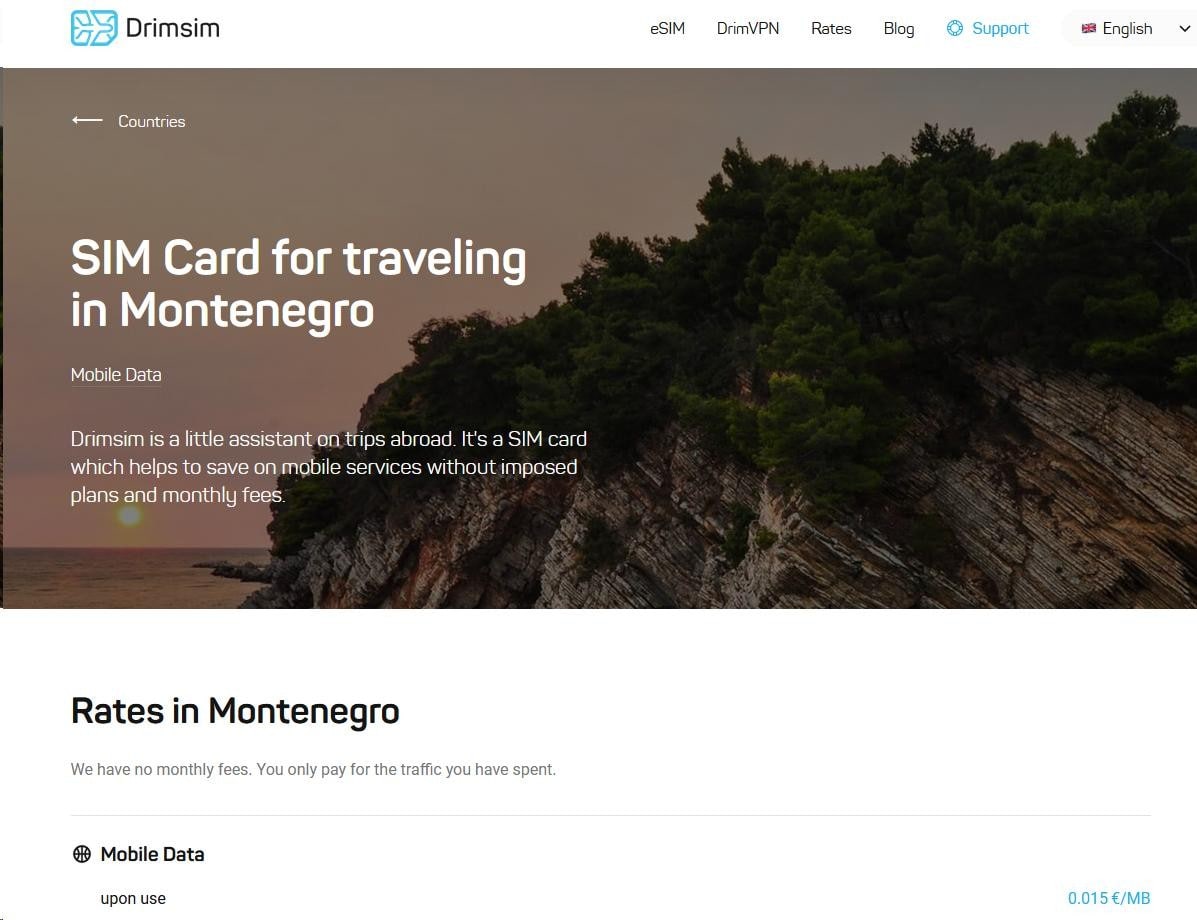 SIM cards and Internet in Montenegro: packages, pricing